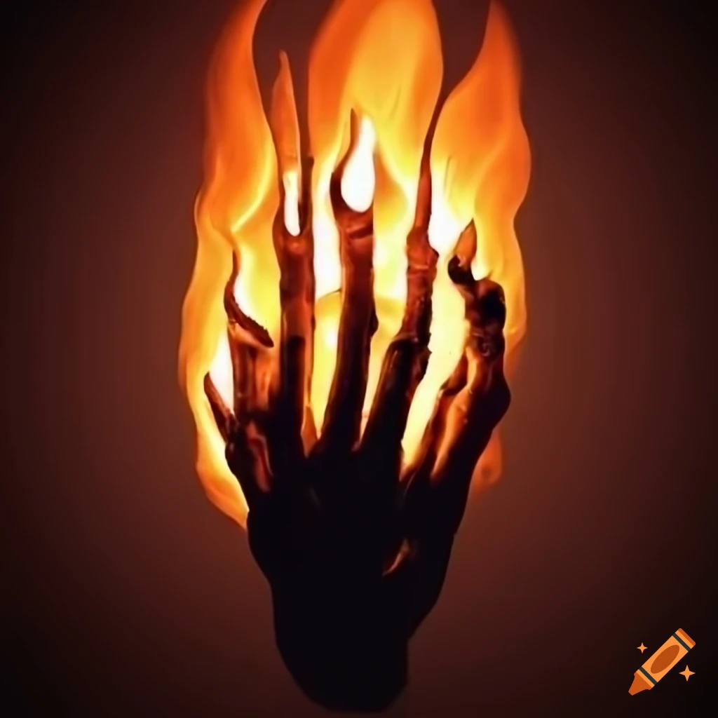 Fiery skeleton hand on Craiyon