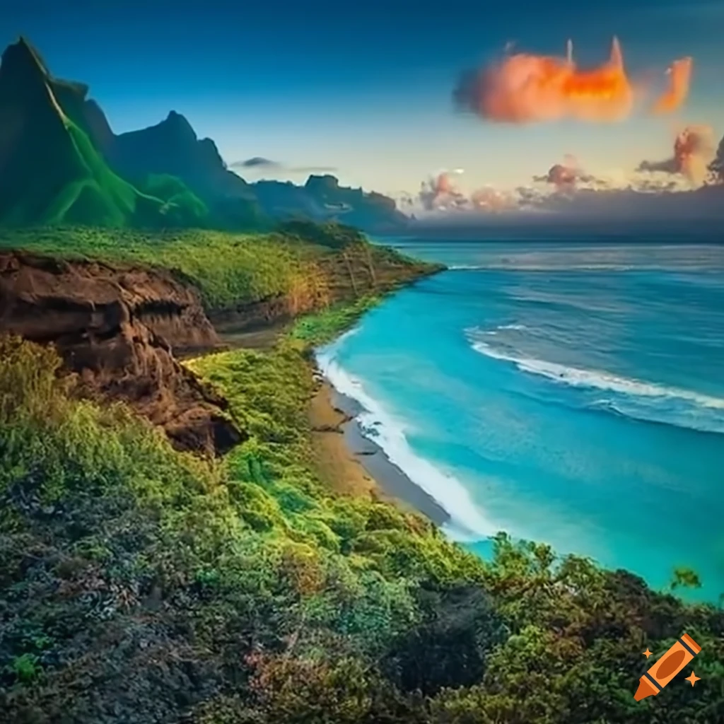 Beautiful hawaii landscape on Craiyon