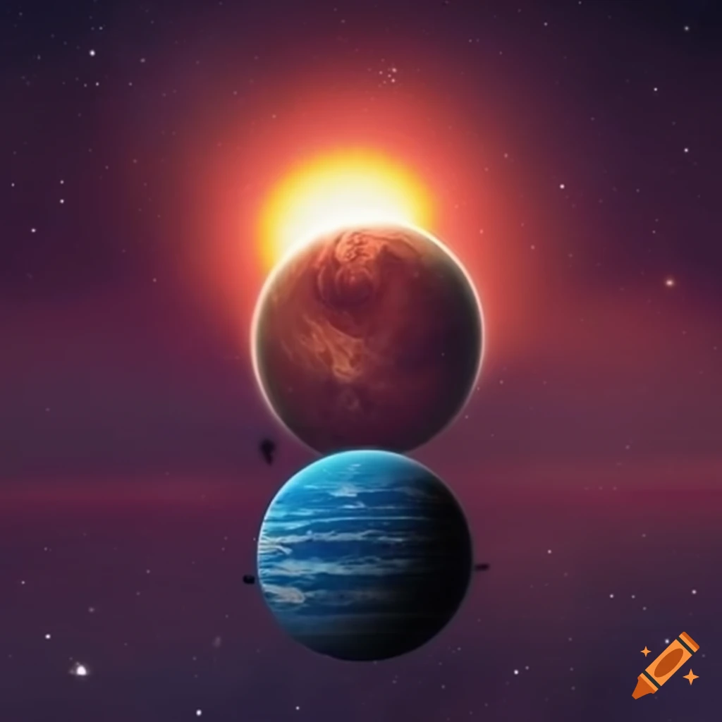 Two planets in space on Craiyon