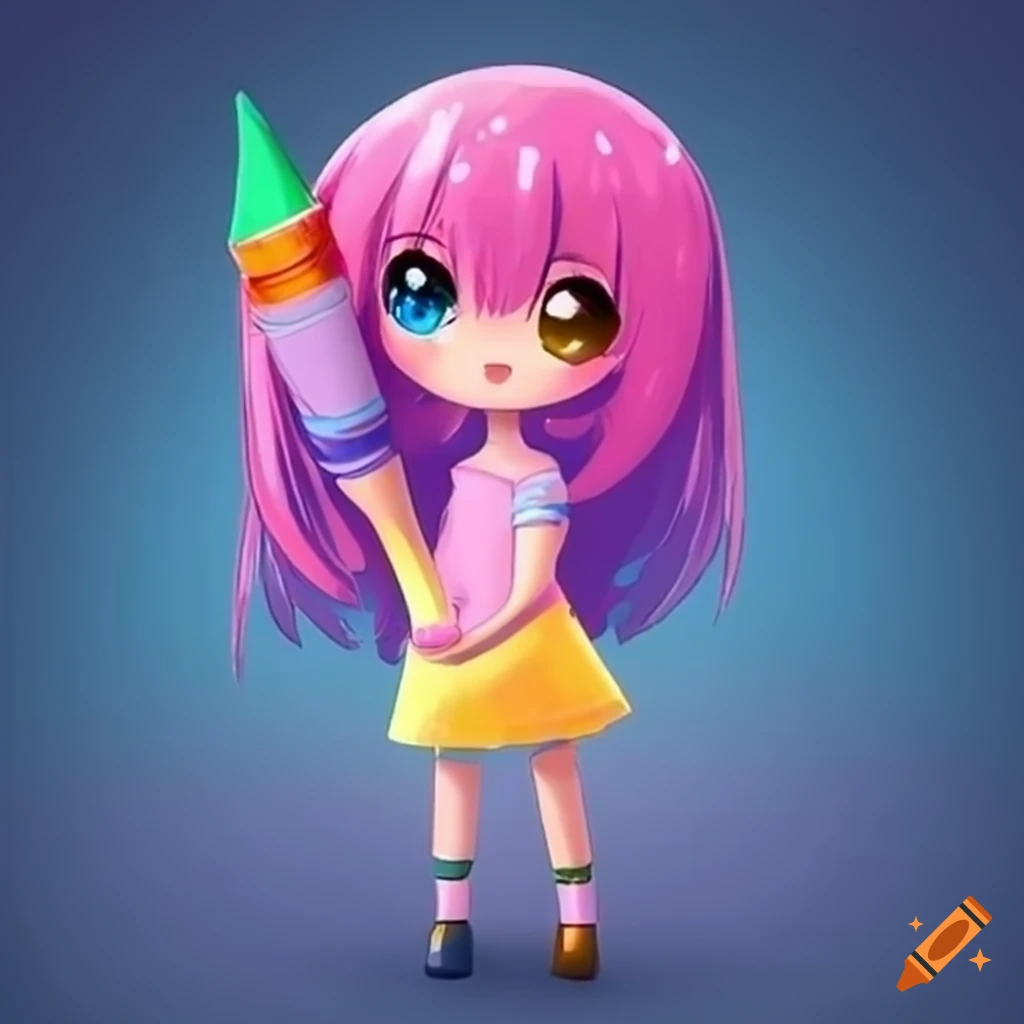 Anime cute stylized crayon art on Craiyon