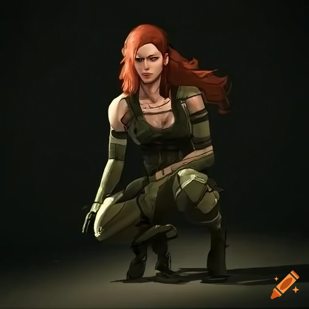 Redhead tactician Meryl from Metal Gear Solid analyzing enemy movements ...