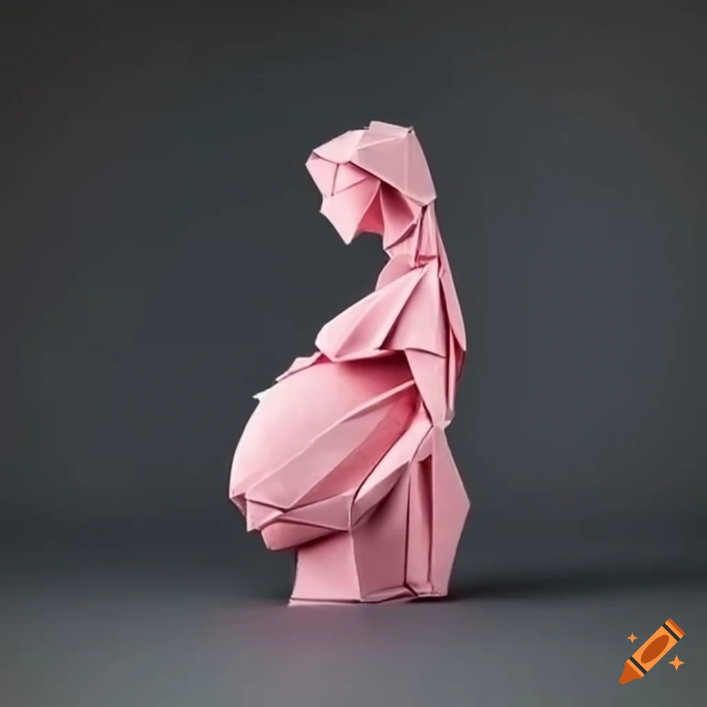 Detailed origami masterpiece of a pregnant woman on Craiyon