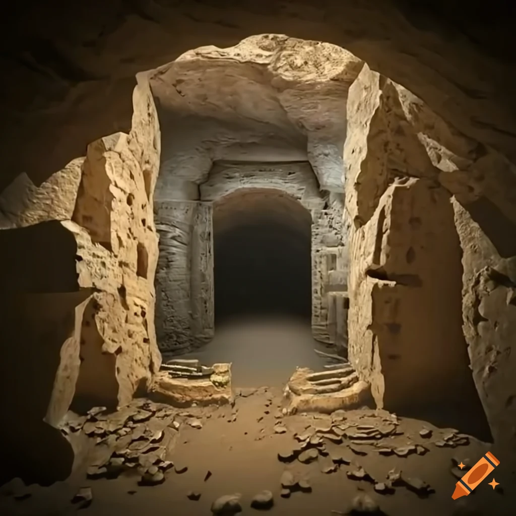 Ruins of an ancient Martian civilization with doors in underground ...