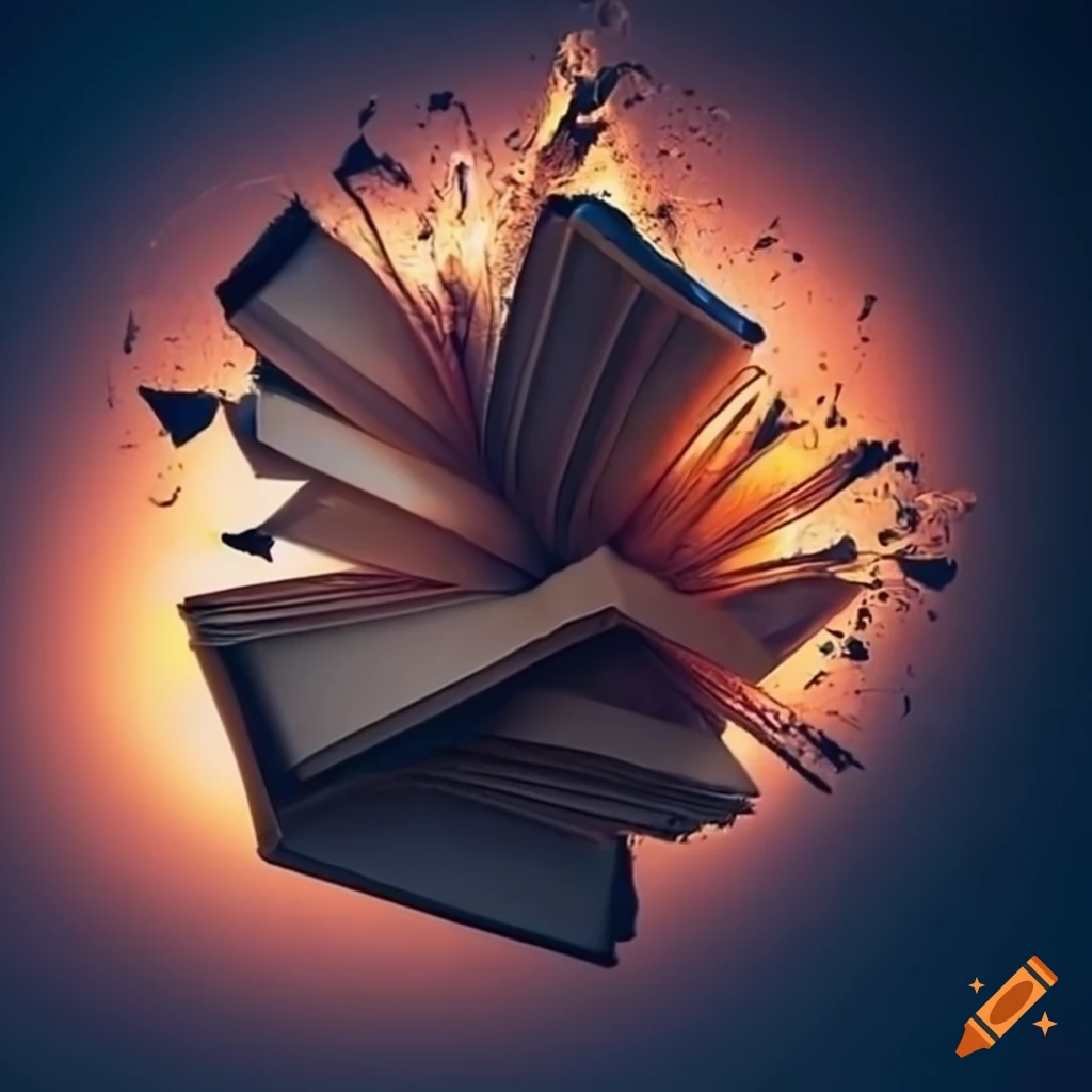 Exploding book in high resolution on Craiyon