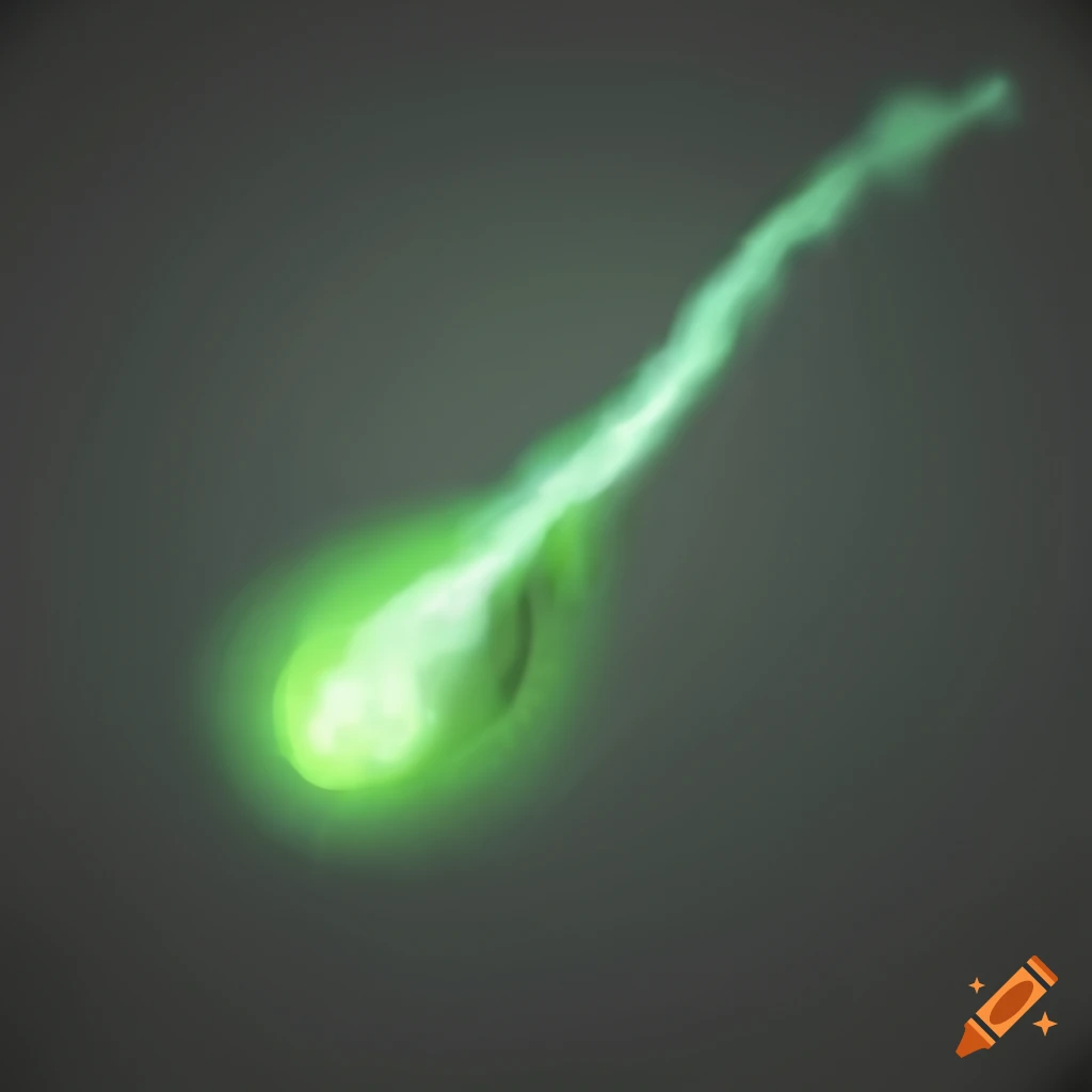 Dark magic green comet projectile icon in realistic style on Craiyon