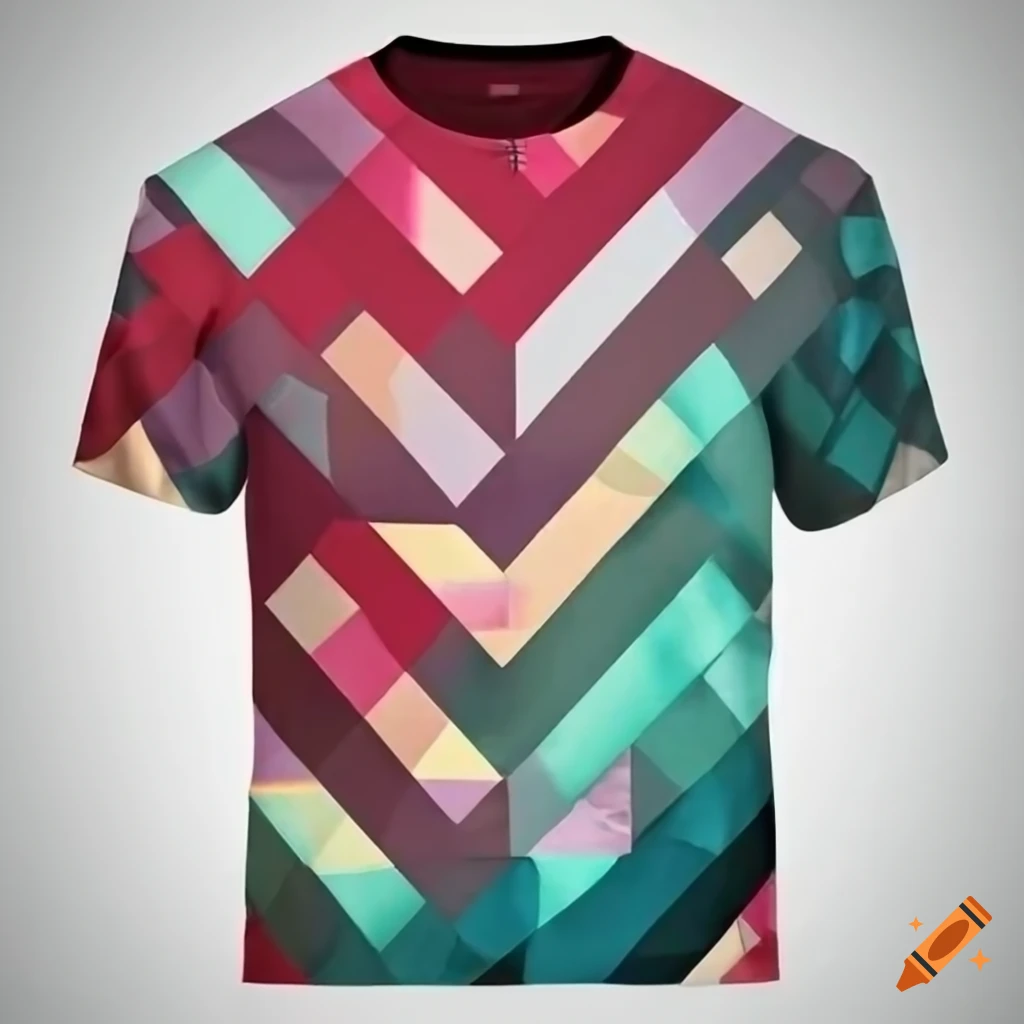 Modern fashion statement t-shirt with geometric full-on print on Craiyon