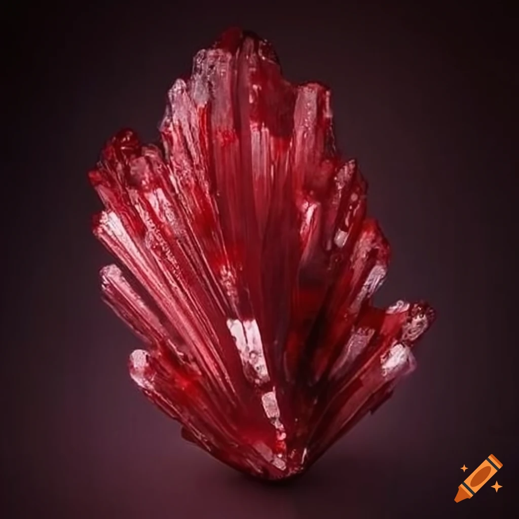 Crimson crystal with dark power and sharp blood-formed spikes on Craiyon