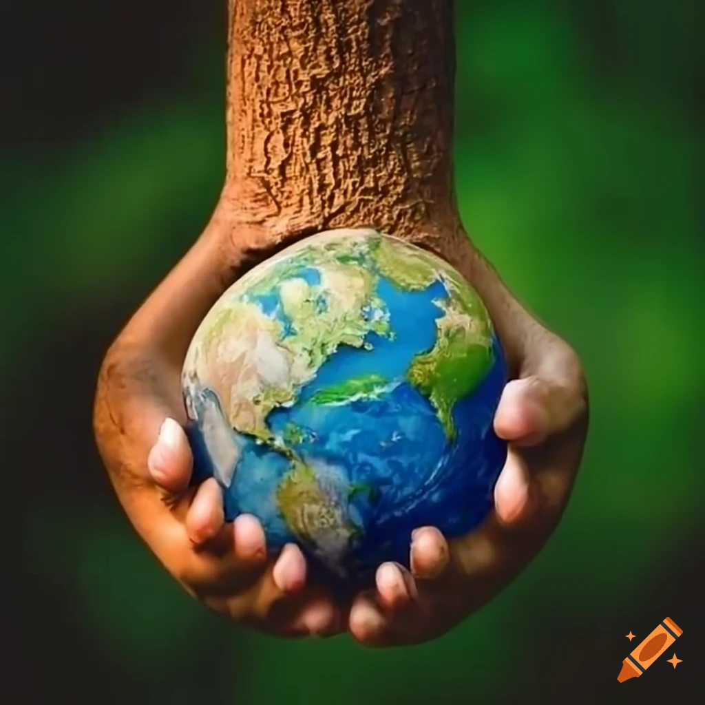 Tree with hands holding the earth on Craiyon