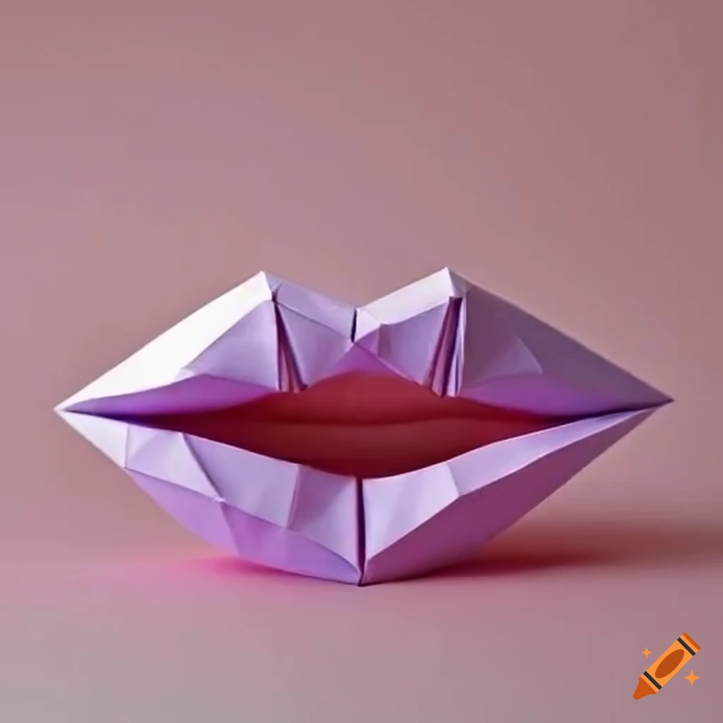 Origami sculpture of lips on Craiyon