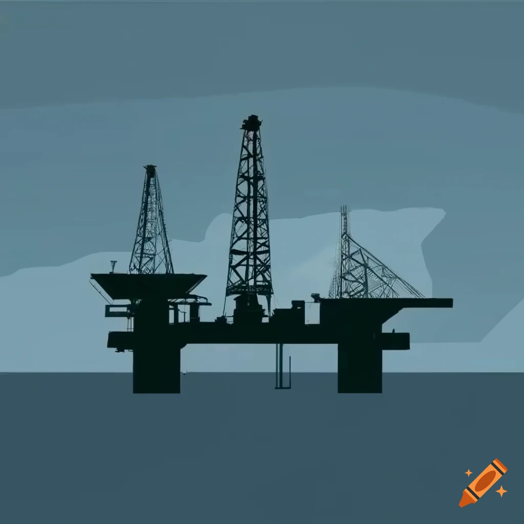 Silhouette of an oil rig on Craiyon