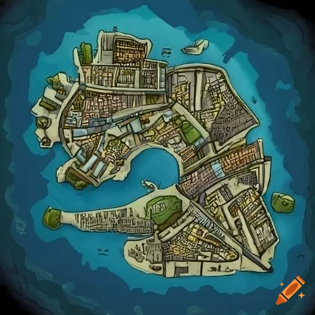 Detailed city map in D&D style on Craiyon