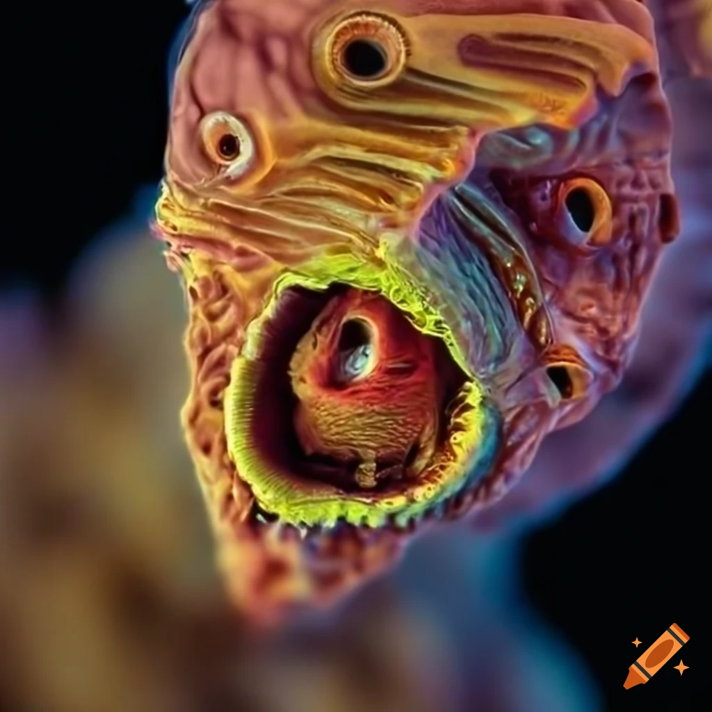 In this hyper-realistic microscopic micro photograph 📷 of a horrifying ...