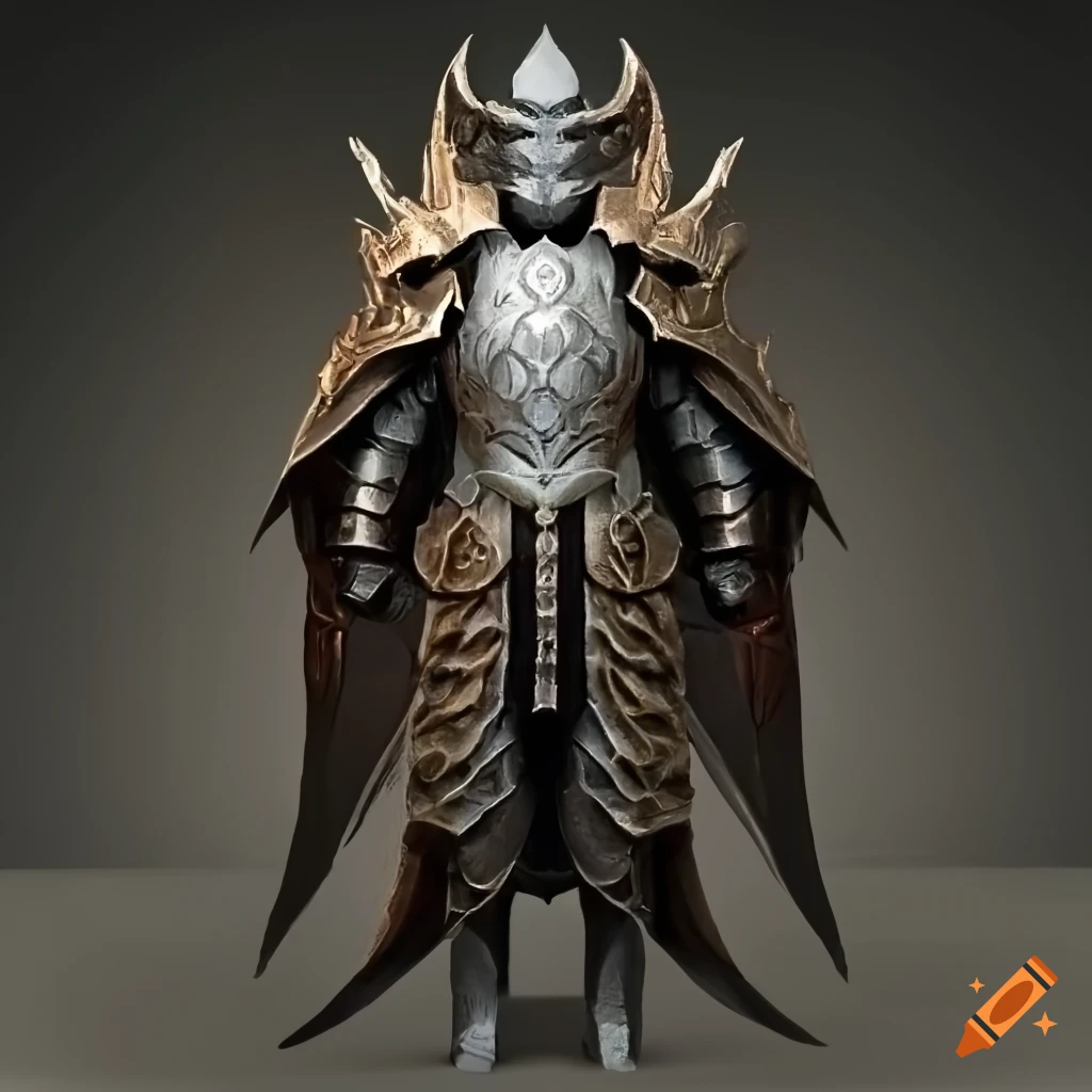 Legend mythic fantasy master armor in steel, front view with perfect ...