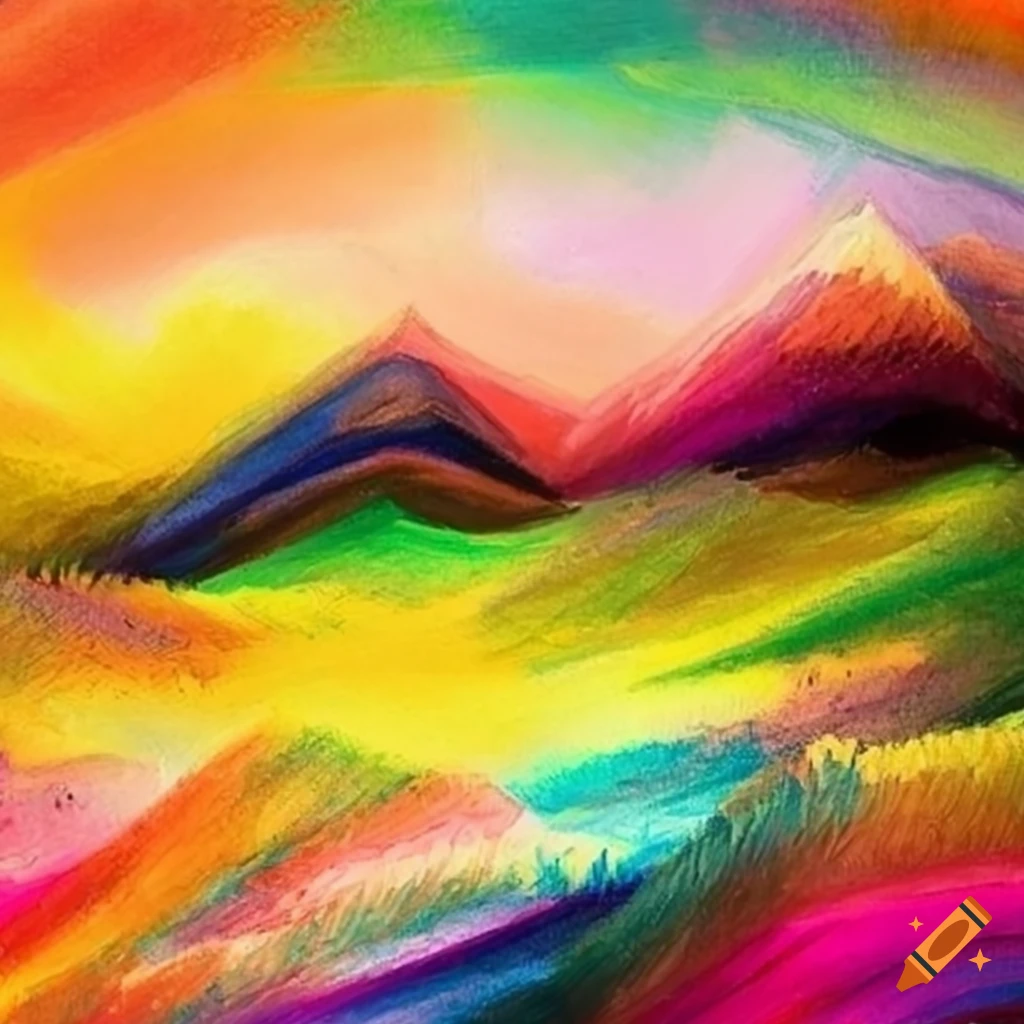 Abstract landscape in color pencil on Craiyon