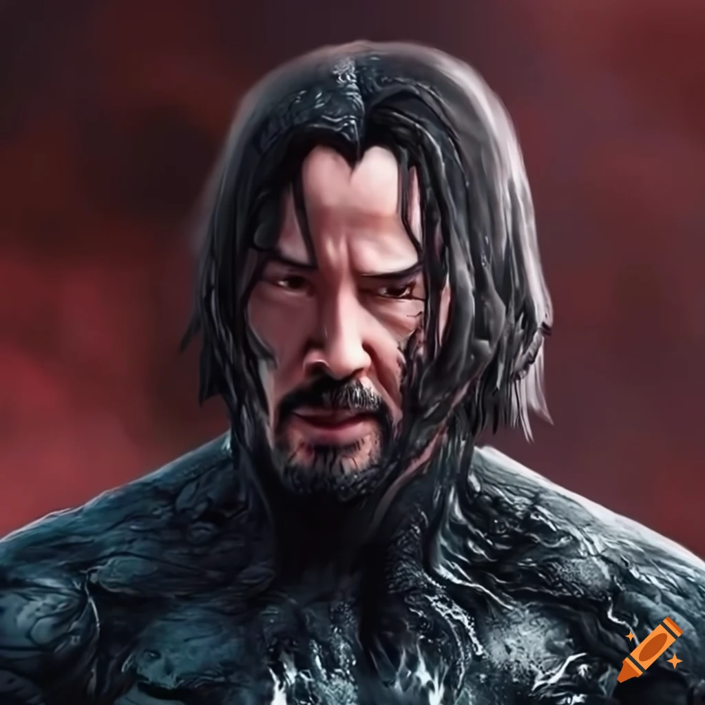 Keanu Reeves transformed into Venom in a photorealistic style on Craiyon