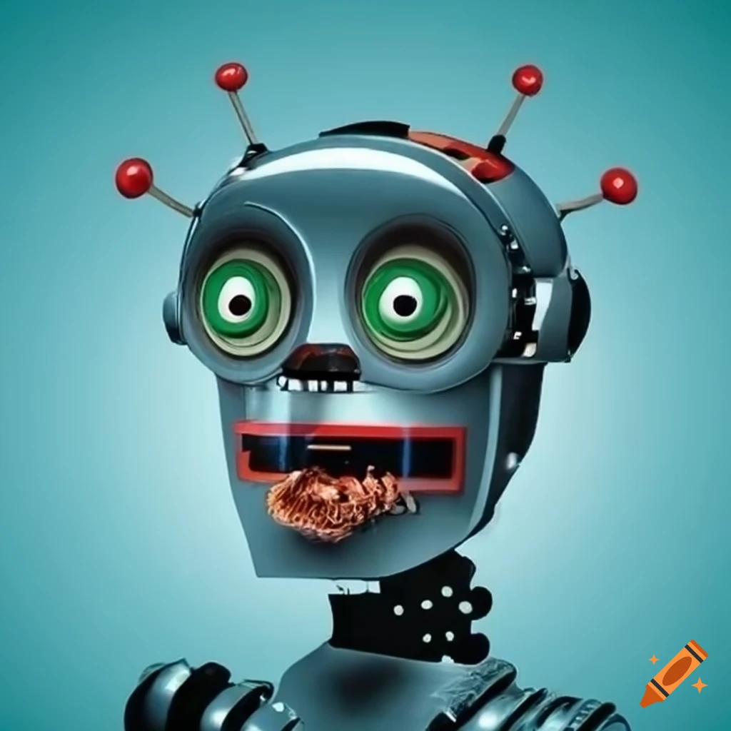 Funny robot face made with electronics on Craiyon