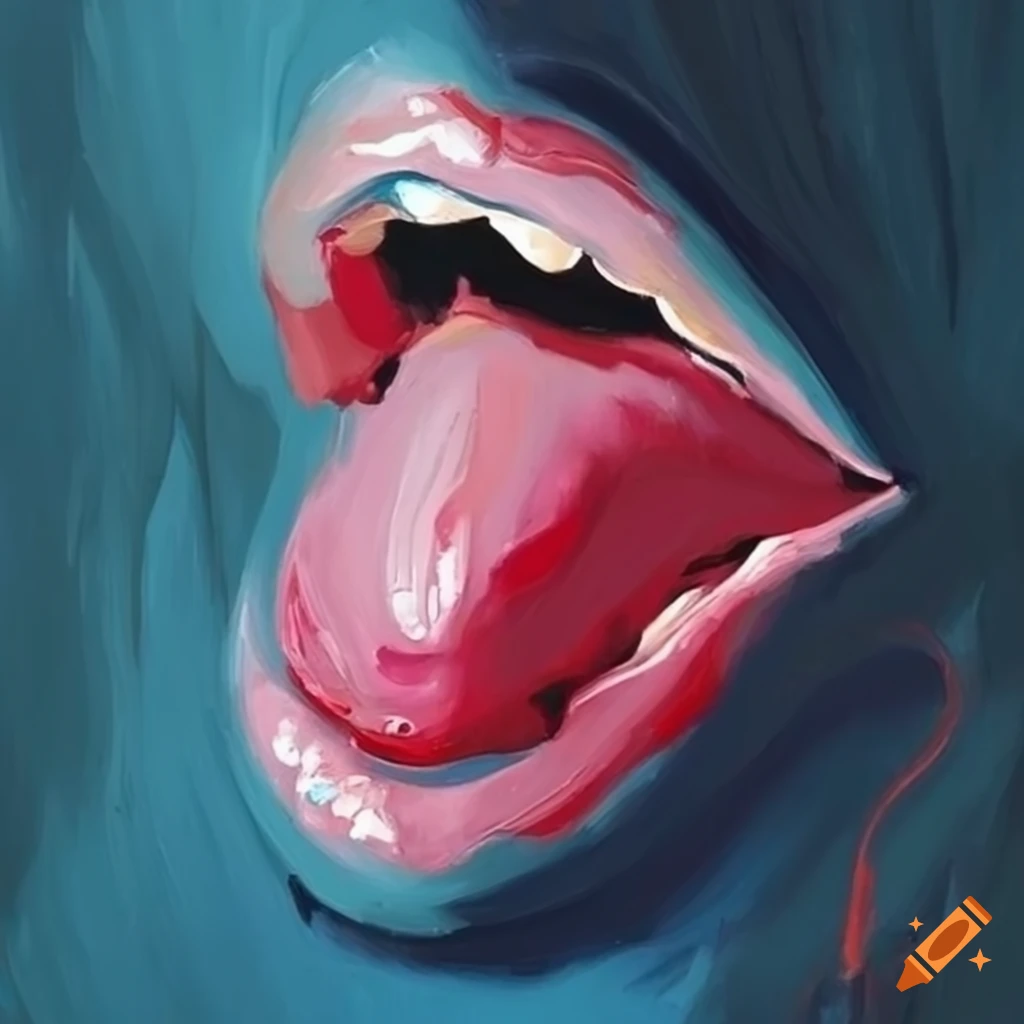 Abstract oil painting of a screaming mouth on Craiyon