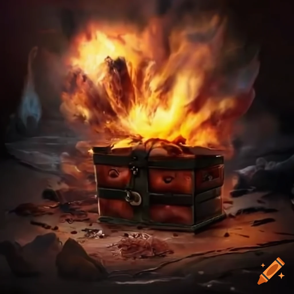 Exploding trapped treasure chest on Craiyon