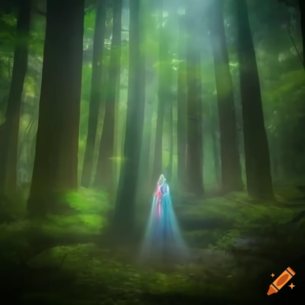 Alice exploring an enchanted Slavic forest with fantastical creatures ...