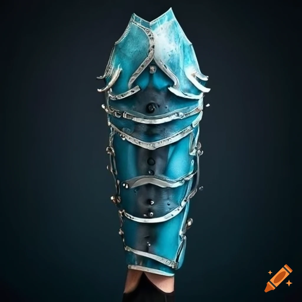 Stylish arm bracer armor with intricate water design on Craiyon