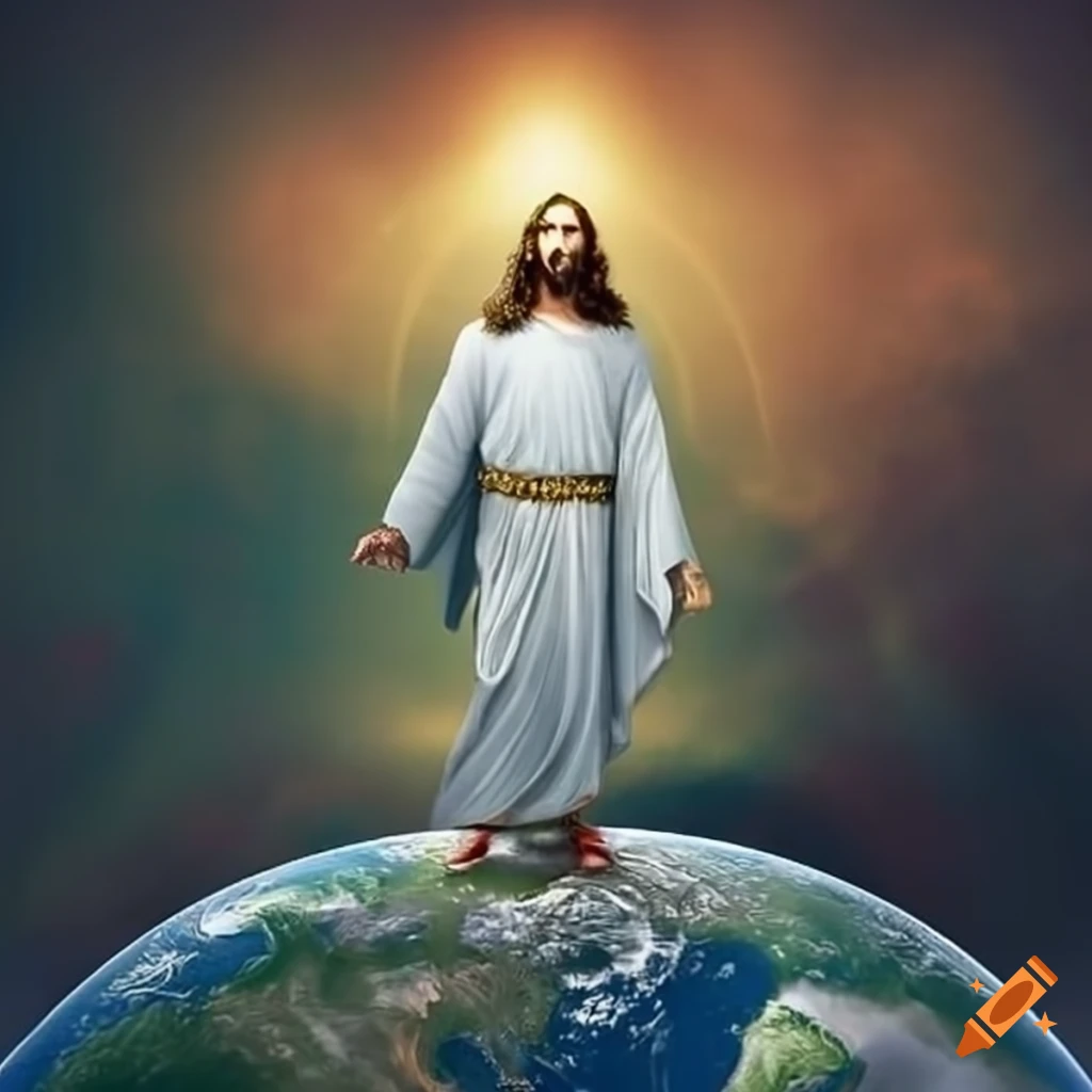 Image depicting jesus as king over all the earth on Craiyon