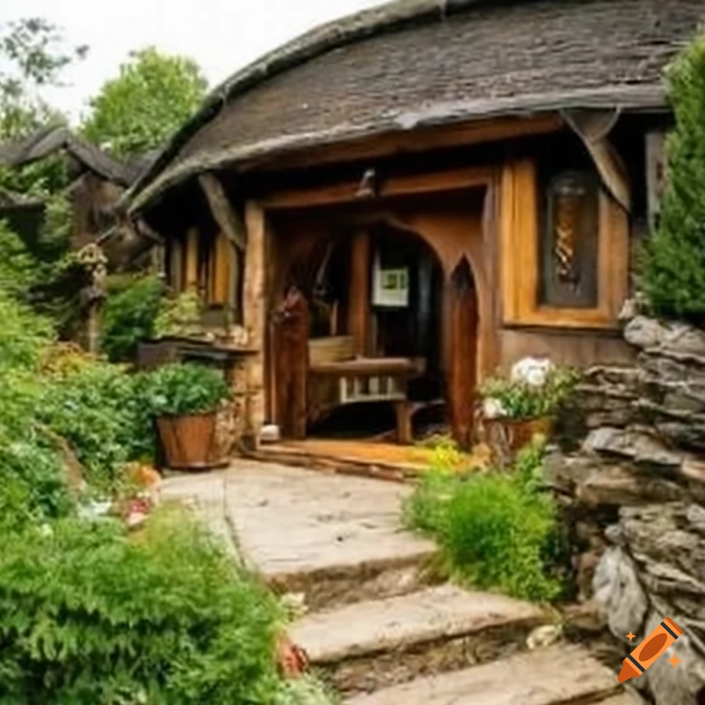Cozy and rustic hobbit office interior on Craiyon