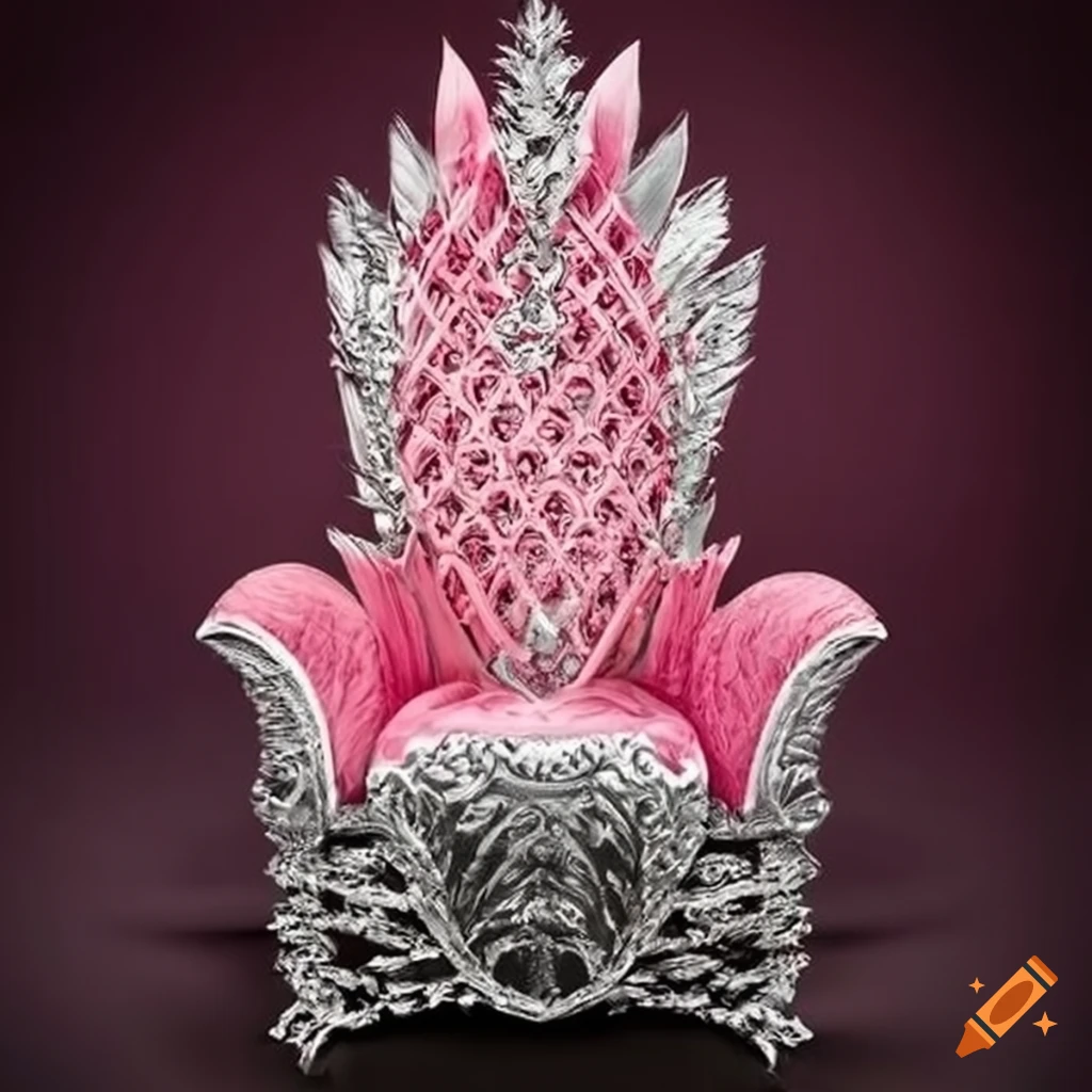 Flamingo-themed throne made of feathers and silver on Craiyon