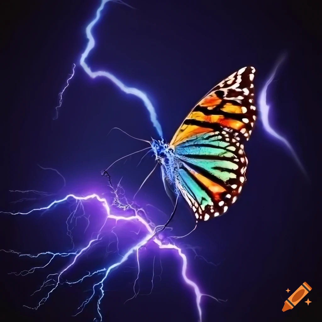 Butterfly with lightning bolt on dark background on Craiyon