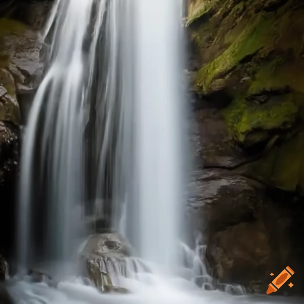 Jesus standing in waterfall with flowing water through Him on Craiyon