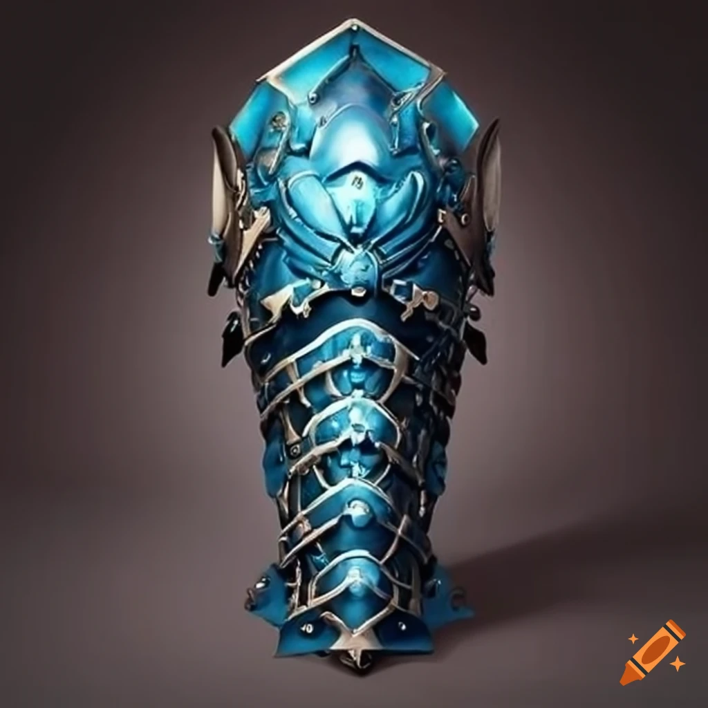 Stylish arm bracer armor with intricate water design on Craiyon