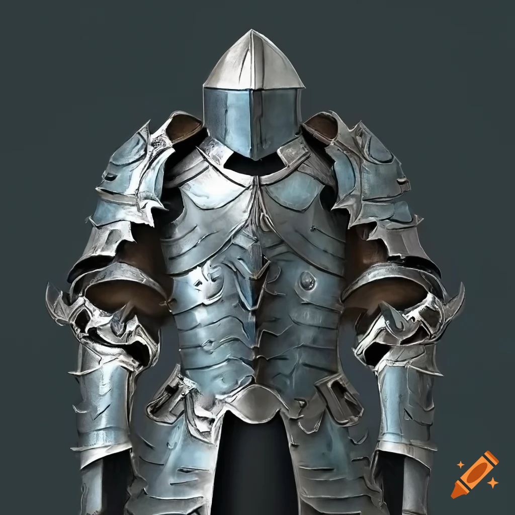 Shiny magic fantasy master armor made of steel with front view and ...