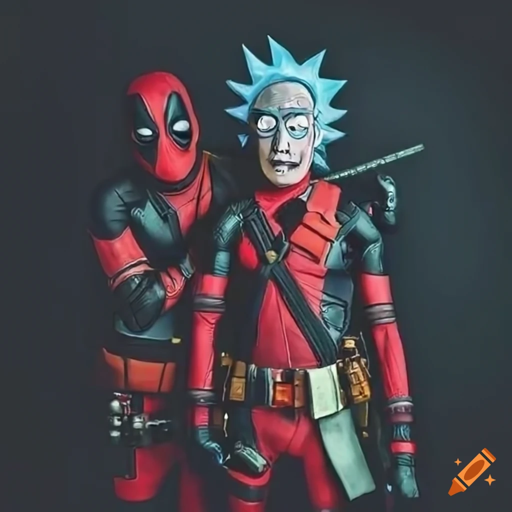 Deadpool and Ghost Face hugging with Morty in a movie crossover scene ...