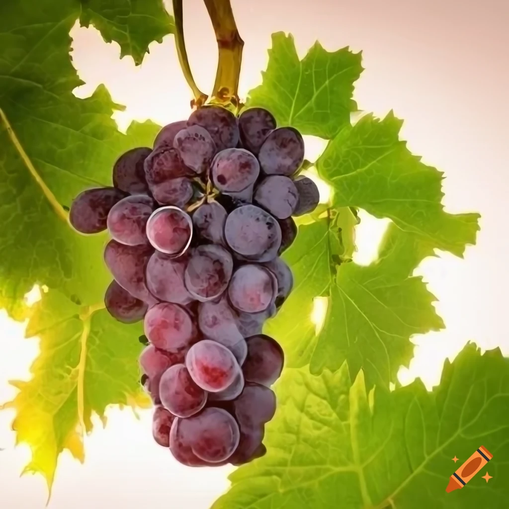 Grapes in the center of a brochure cover with a light background on Craiyon