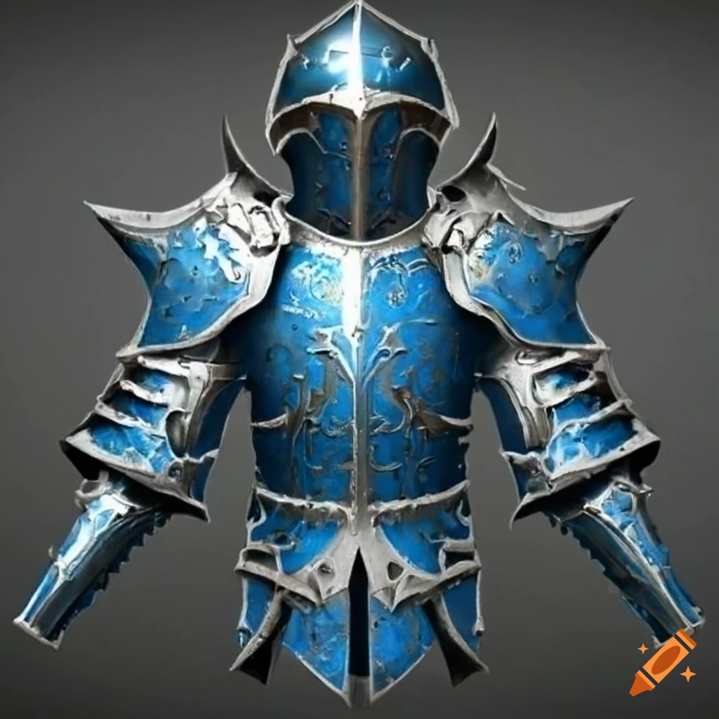 Mythic fantasy master azure gothic armor in steel, front view on Craiyon