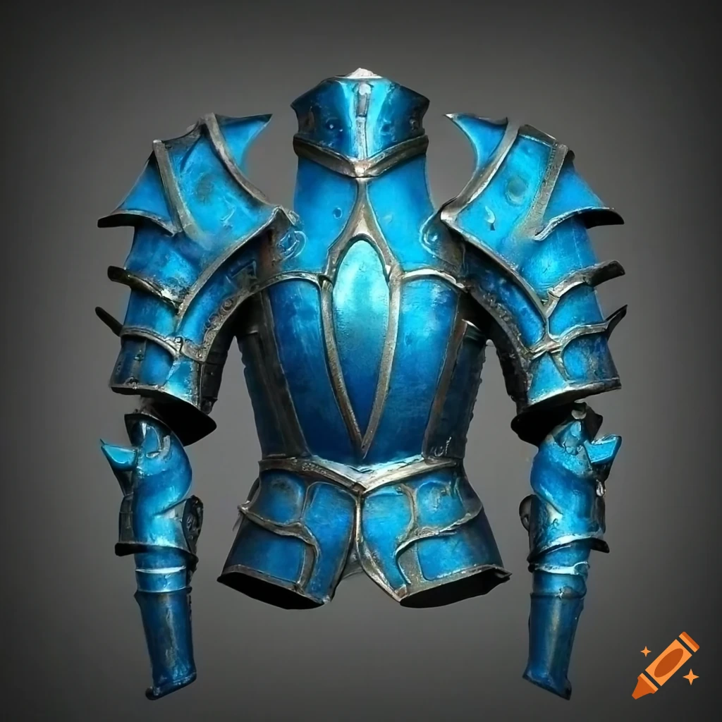 Mythic fantasy master azure gothic armor in steel, front view on Craiyon