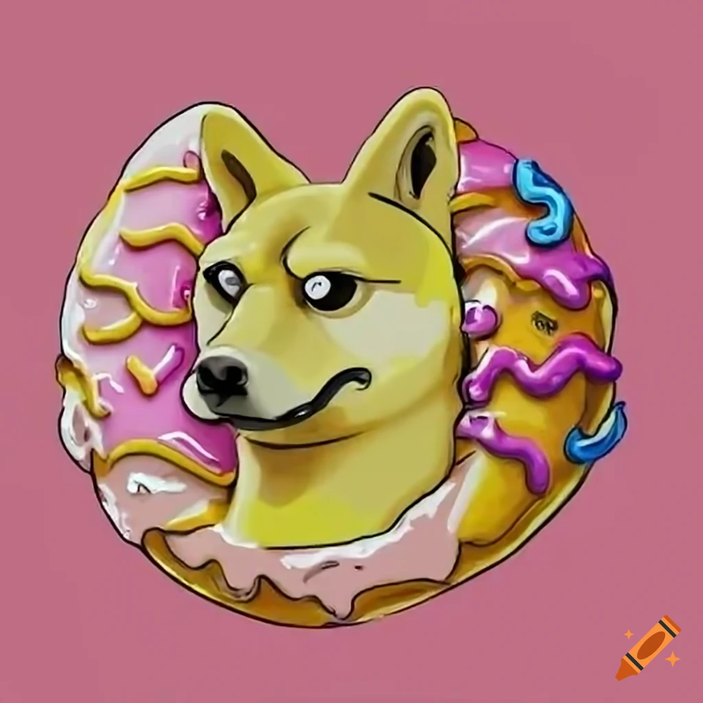 Simpsons and doge together with donuts on Craiyon