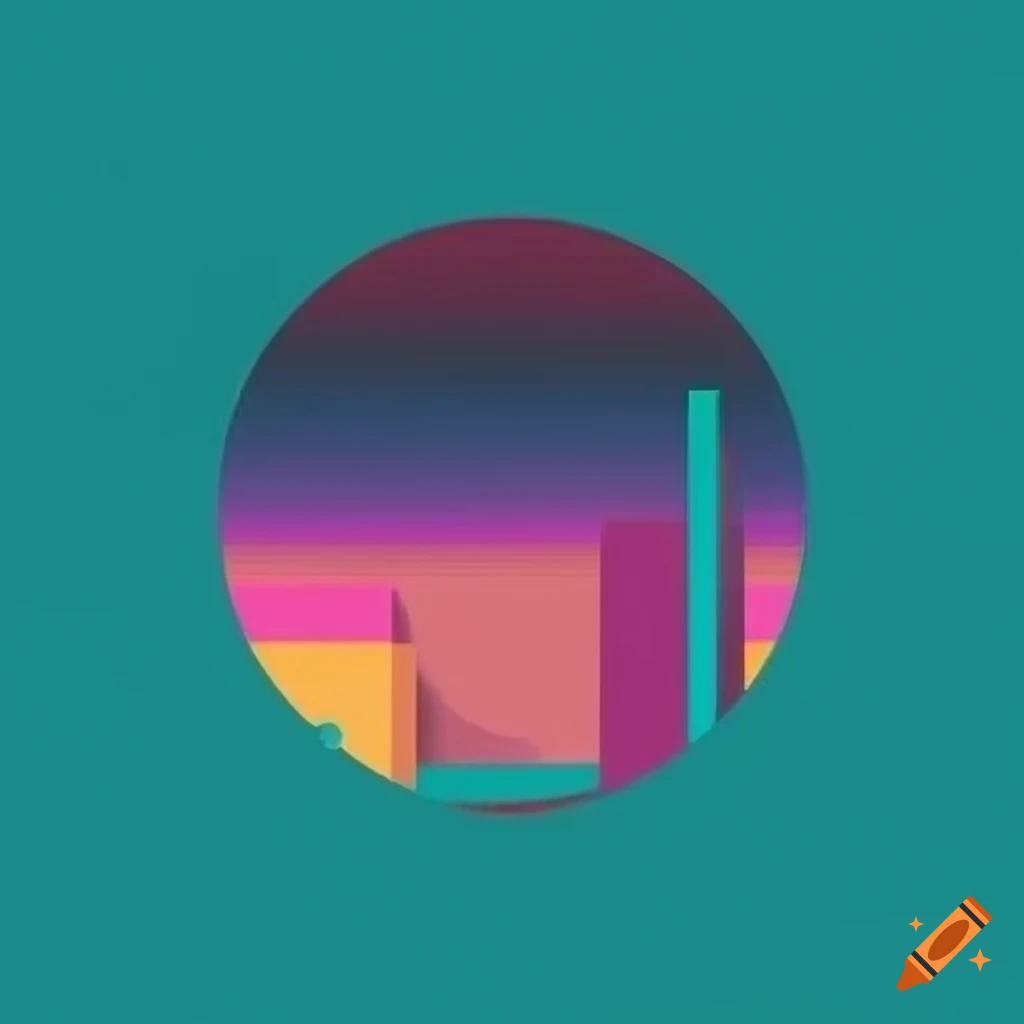 Retro album cover with Vapor Wave aesthetic geometric pattern on Craiyon