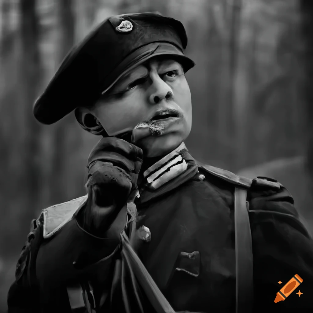 Realistic portrait of WW1 Imperial German soldier in snowy forest on ...