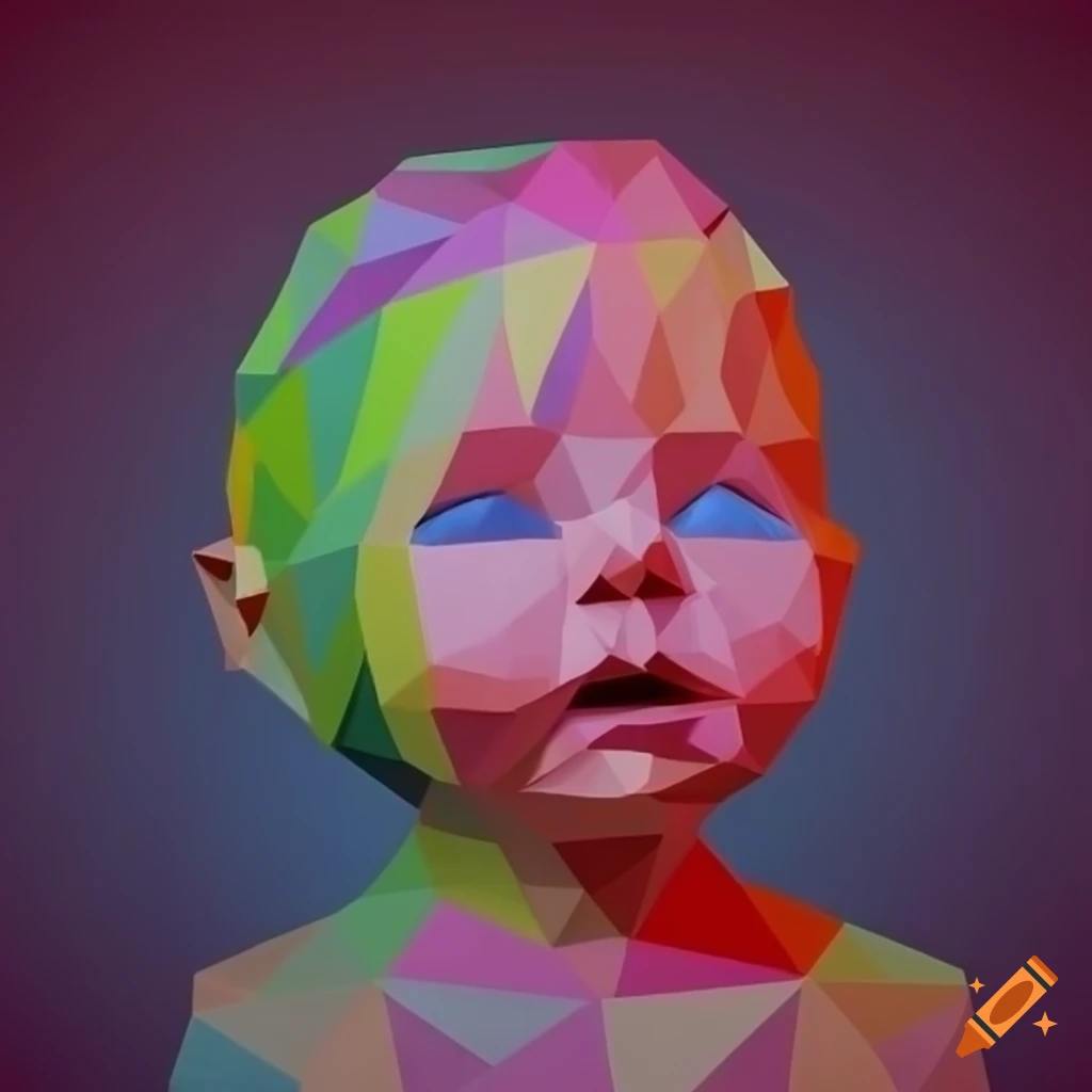 Baby depicted in low-poly 3d art on Craiyon