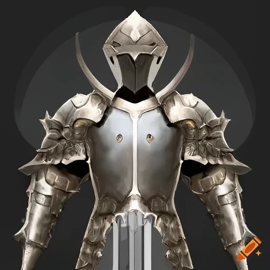 Shiny magic fantasy master armor made of steel from the front view on ...
