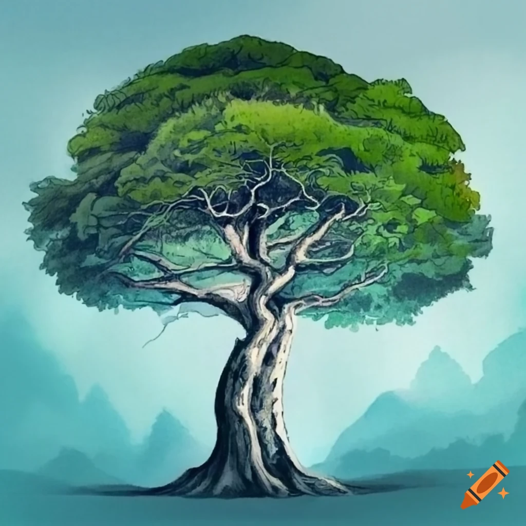 Ancient japanese style tree on Craiyon
