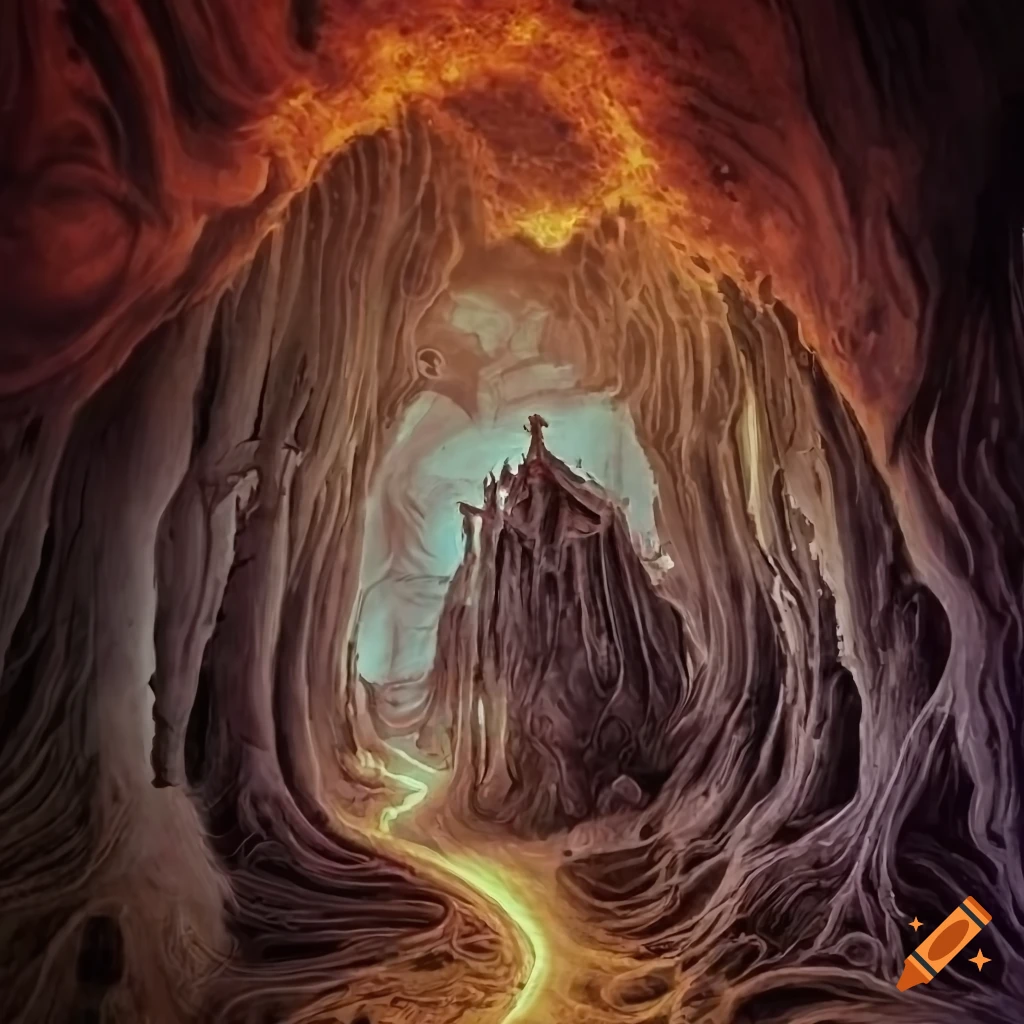 Realm of the abyss with swirling despair and a glimmer of hope on Craiyon