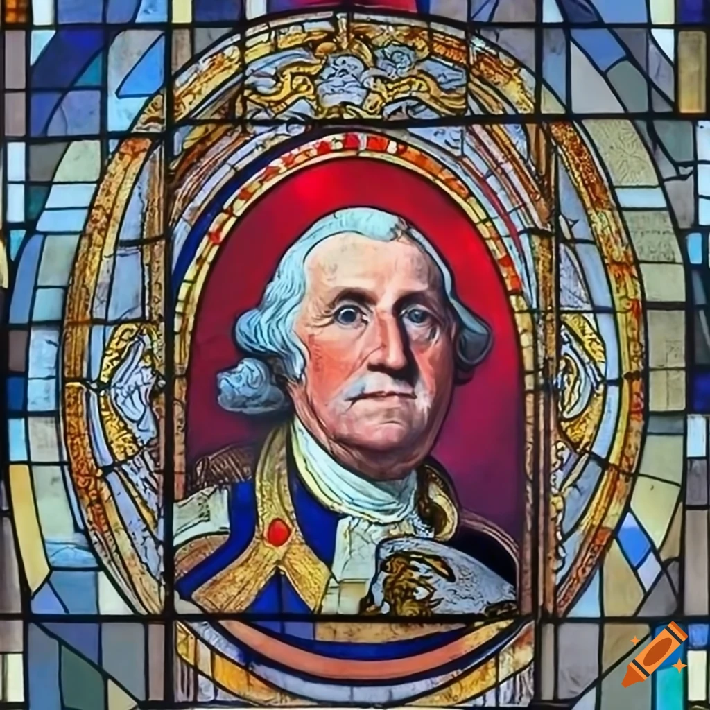George washington depicted in stained glass window on Craiyon