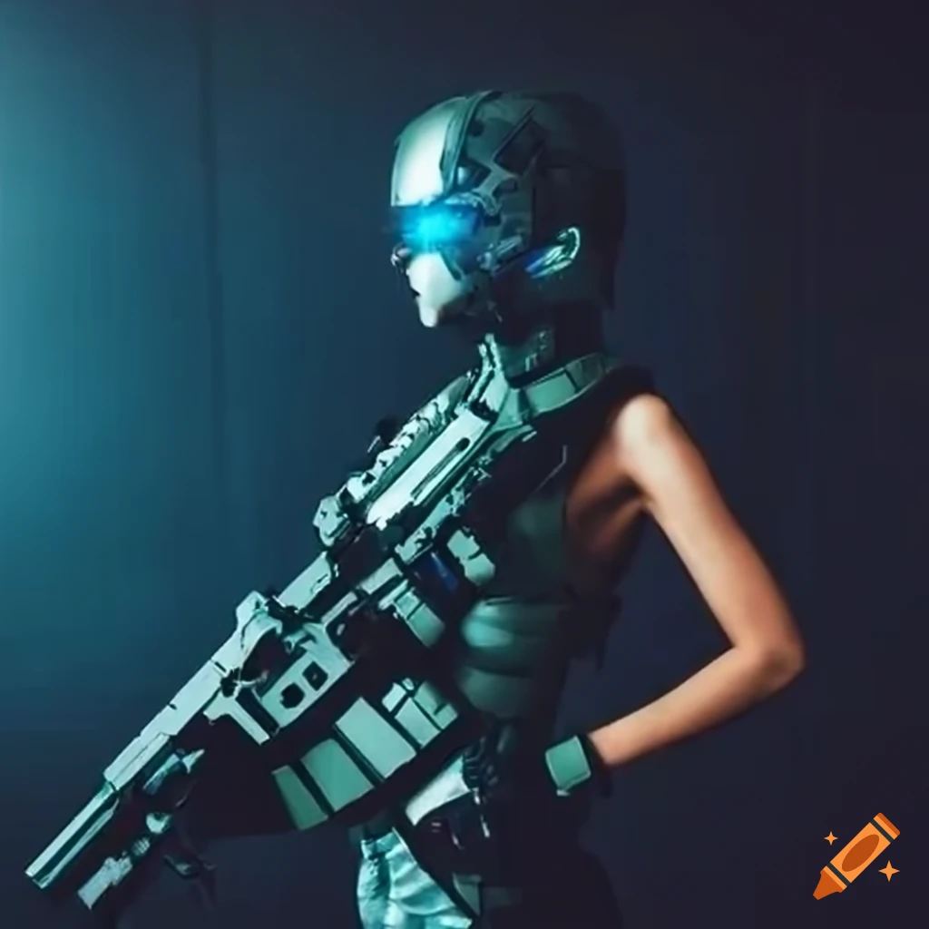 High-tech soldier in futuristic battle ready to engage opponent on Craiyon