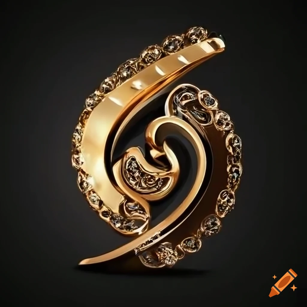 Intricately designed logo with precious gems and luxury metals on Craiyon