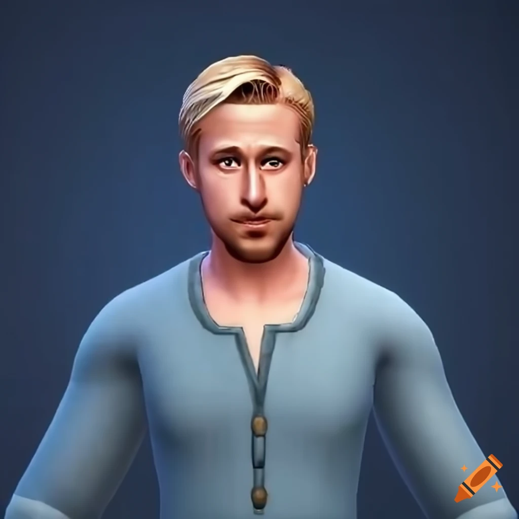 Ryan Gosling as a Sims 4 character in HD on Craiyon