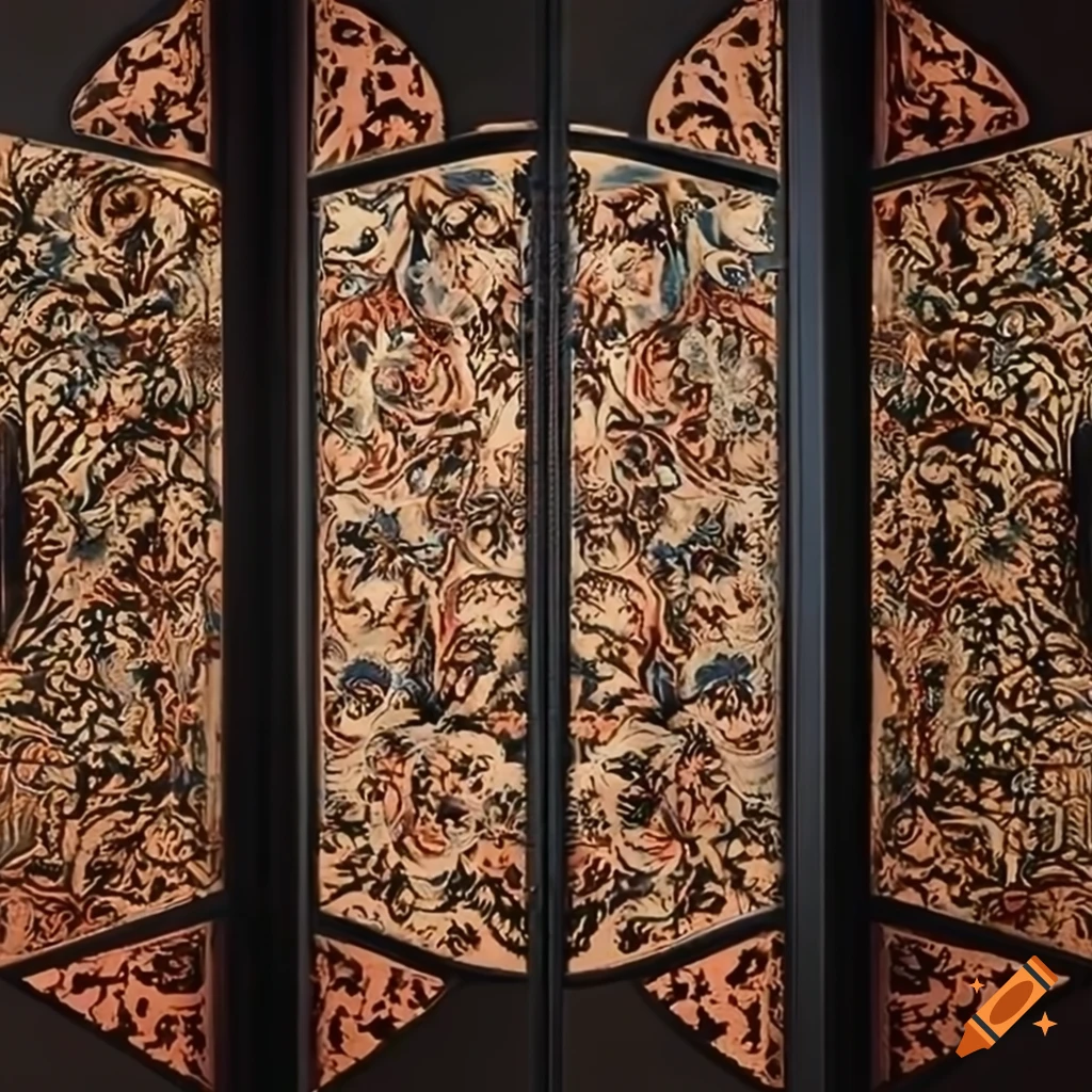 Traditional Japanese 8fold screen with intricate design in HD on Craiyon