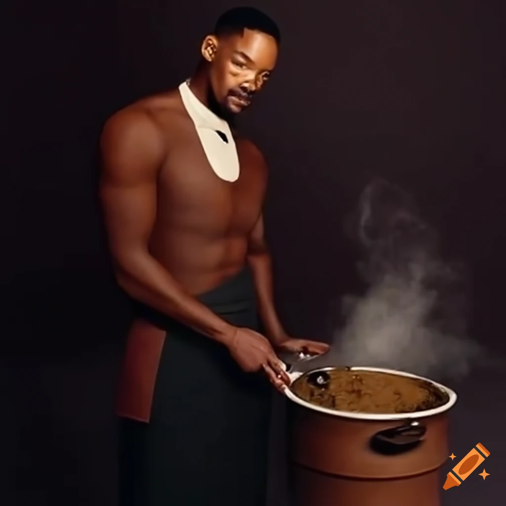 Will smith trapped in a pot of pasta on Craiyon