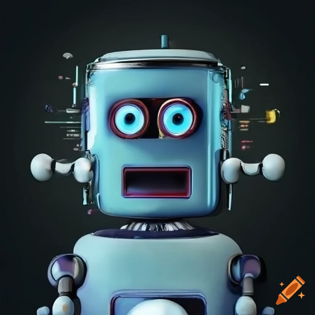 Funny robot face created with electronics on Craiyon