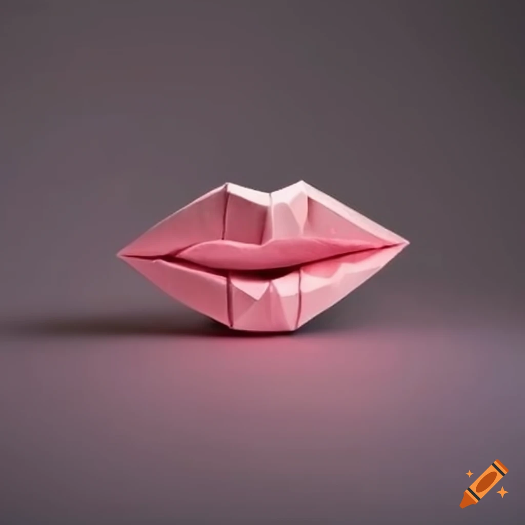 Origami sculpture of lips on Craiyon